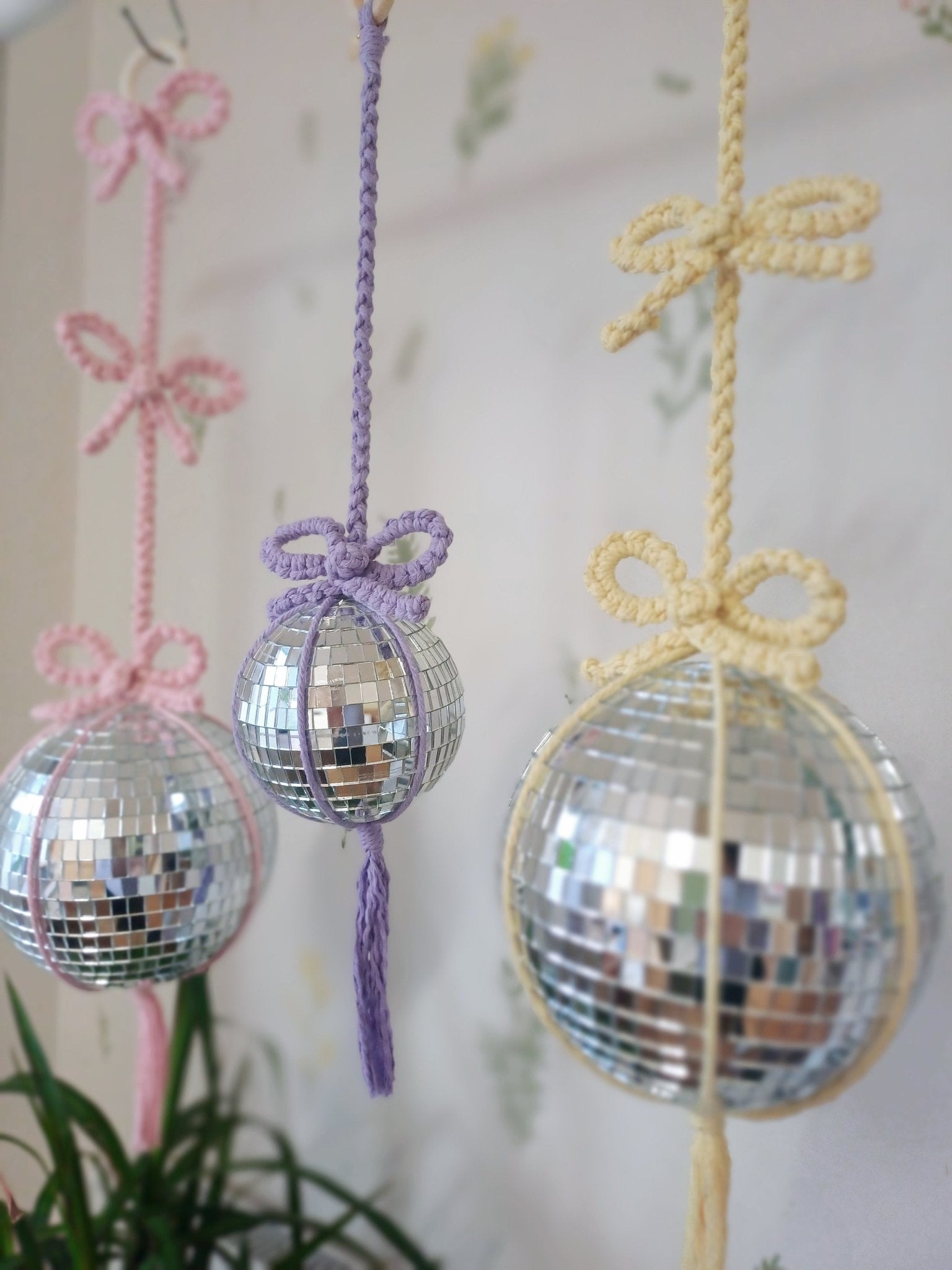 The Bow Disco Ball Coquette Bow Hanging Decor – Canary Macrame